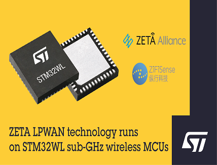 ZETA LPWAN technology runs on STM32WL sub-GHz wireless MCUs