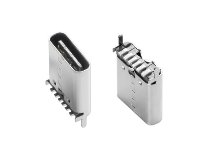 60 W Power-Only USB Type C Receptacle in vertically-oriented model