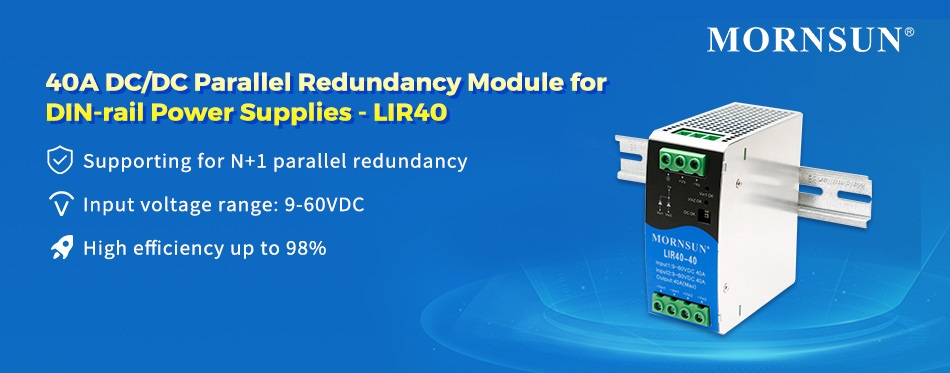 40A DC/DC Parallel Redundancy Module for DIN-rail Power Supplies - LIR40