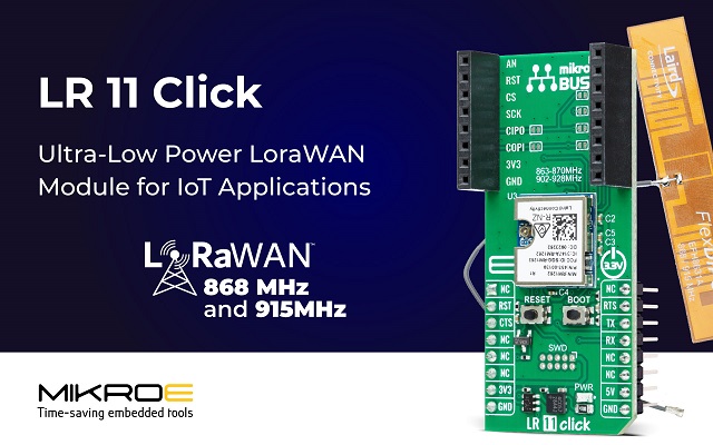 MIKROE Launches LR 11 Click for Ultra-Low Power 915MHz LoRaWAN Data Communications
